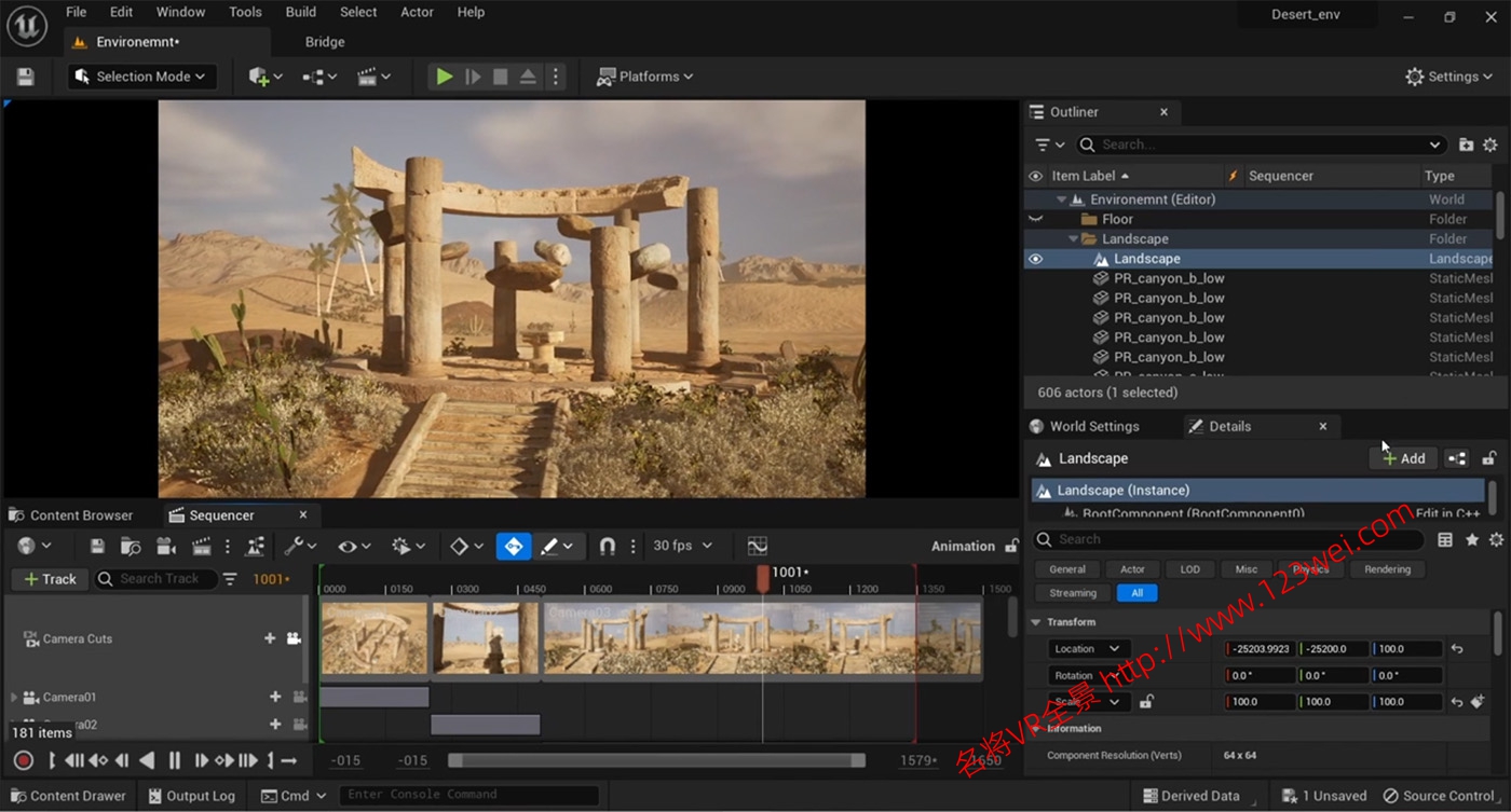 UE5（虚幻引擎5）视频教程：Animated Environment Creation in Unreal Engine 5 UE5游戏三维场景环境制作教程_中文字幕-VR全景