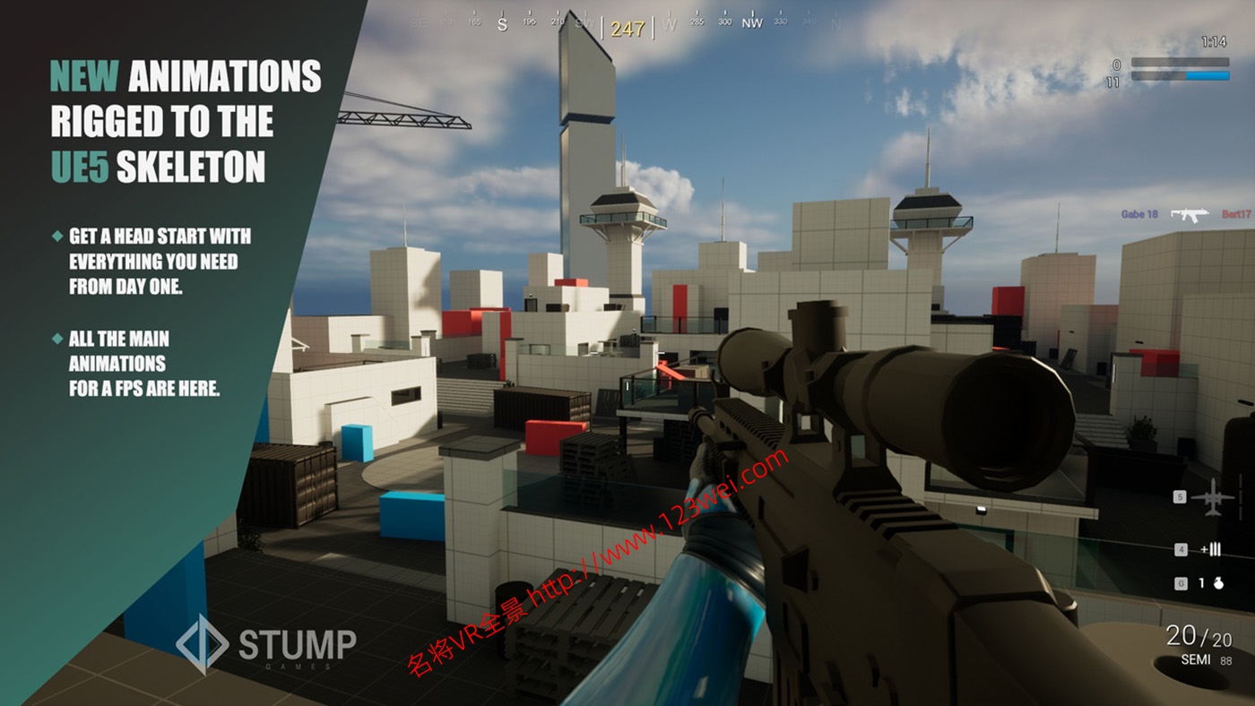 UE5（虚幻引擎5）资源：FPS Multiplayer Template 5 FPS游戏模板-VR全景